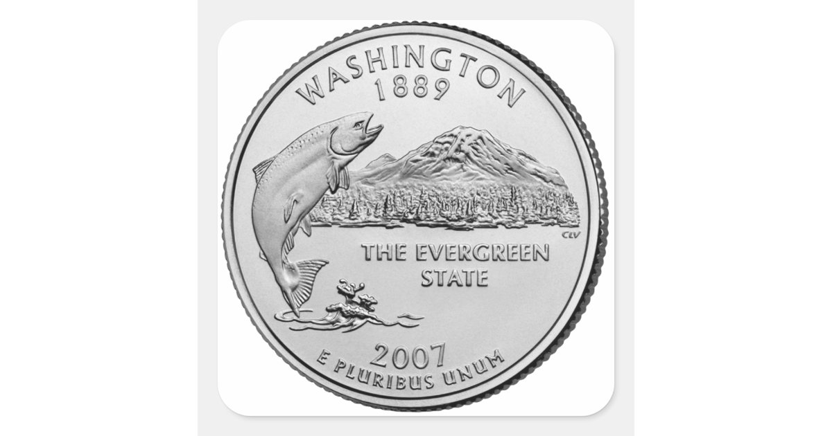 Washington State Quarter Square Sticker | Zazzle