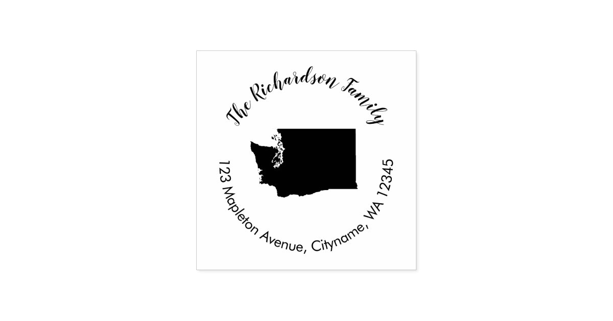 Washington state return address rubber stamp | Zazzle