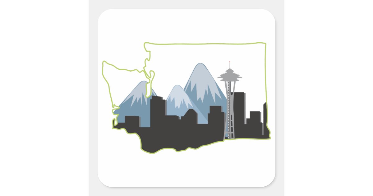 Washington State Square Sticker | Zazzle