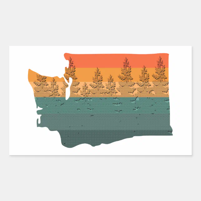 Washington State Tree Silhouette Rectangular Sticker | Zazzle