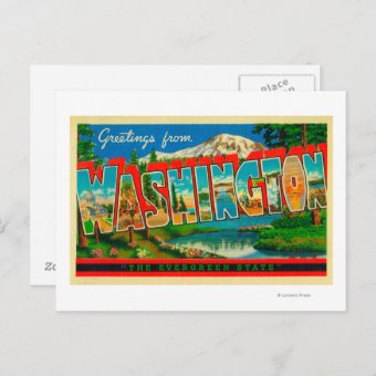 Washington - The Evergreen State Postcard | Zazzle