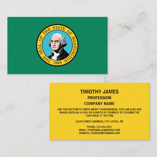 Washingtonian Flag, Flag of Washington Business Card | Zazzle