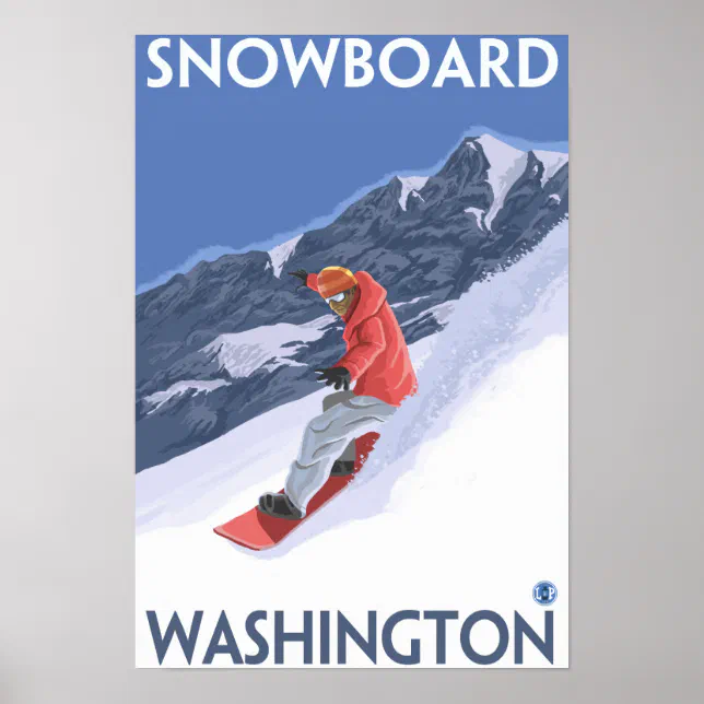 WashingtonSnowboarding Vintage Travel Poster | Zazzle