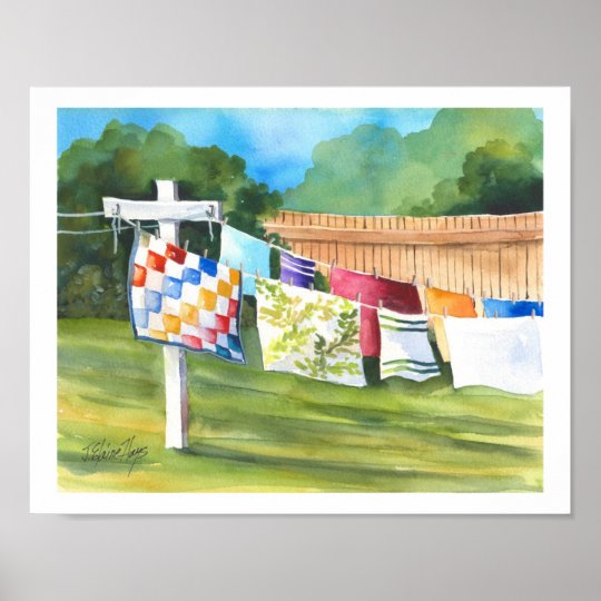 Washline Backyard Poster | Zazzle.com