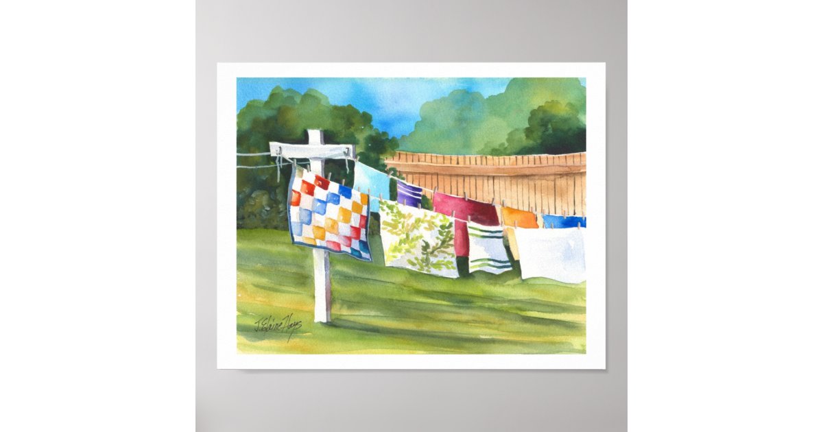 Washline Backyard Poster | Zazzle
