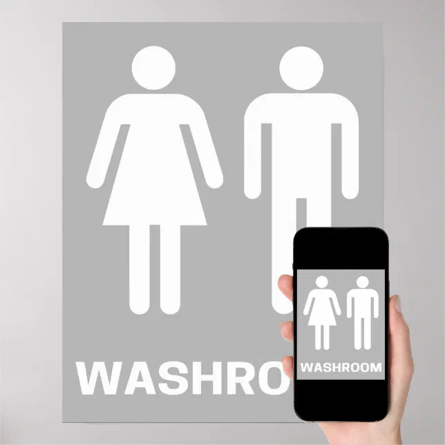 Washroom Poster Modern Wall Art Inverted Colors | Zazzle