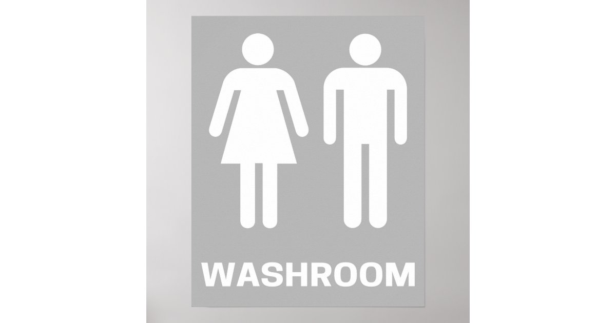 Washroom Poster Modern Wall Art Inverted Colors | Zazzle