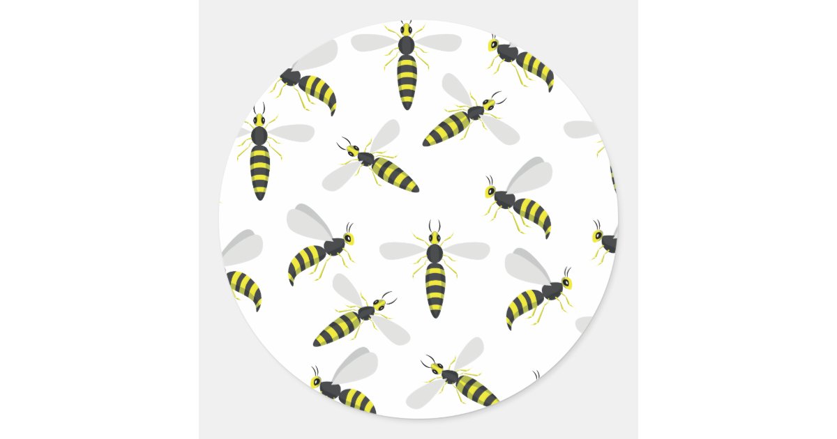 Wasp pattern classic round sticker | Zazzle