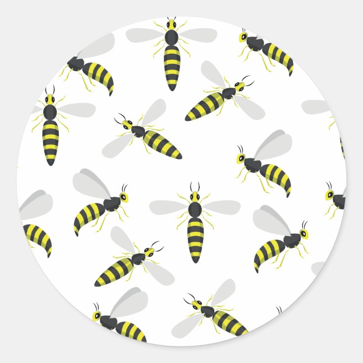 Wasp pattern classic round sticker | Zazzle