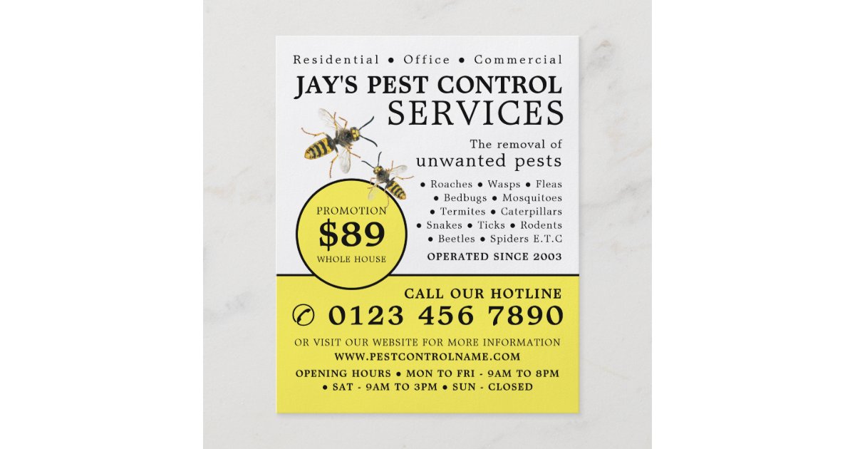 Wasp, Pest Control Advertising Flyer | Zazzle