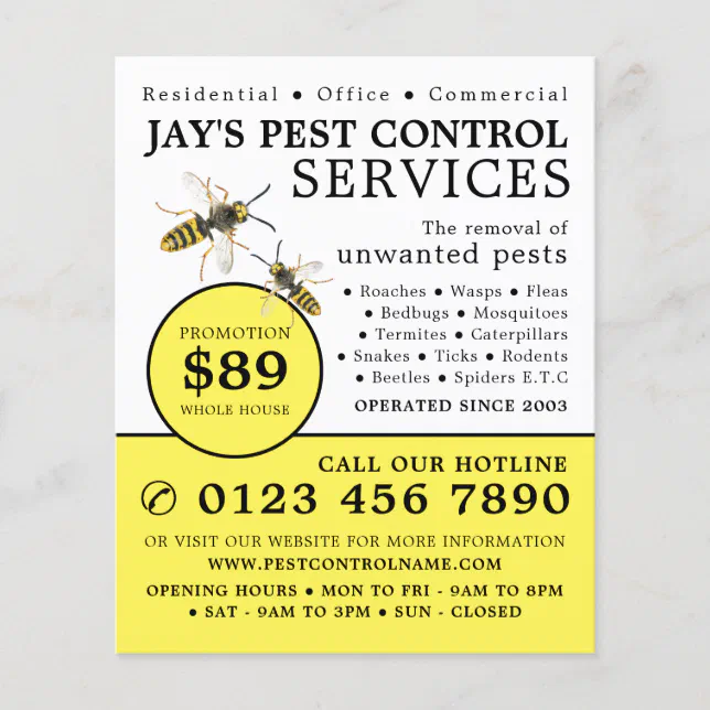 Wasp, Pest Control Advertising Flyer | Zazzle