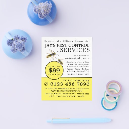 Wasp, Pest Control Advertising Flyer | Zazzle