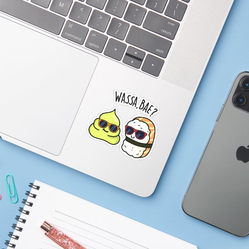 Wassa Bae Funny Food Wasabi Pun Sticker | Zazzle