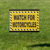 Watch for motorcycles 2-sided caution sign | Zazzle