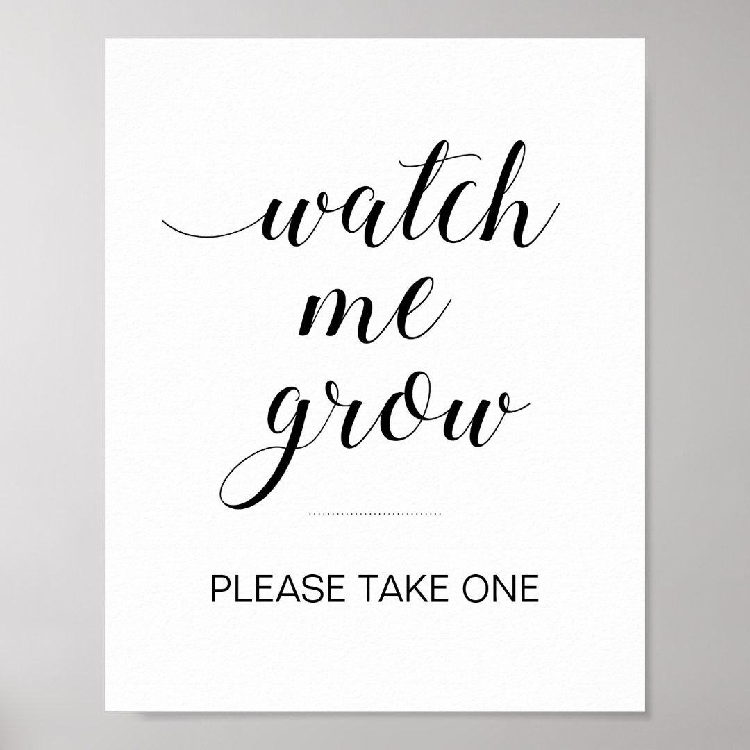 Watch Me Grow Baby Shower Botanical Favors Sign | Zazzle