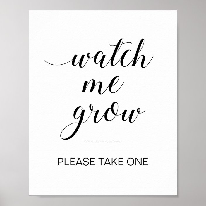 Watch Me Grow Baby Shower Botanical Favors Sign | Zazzle.com
