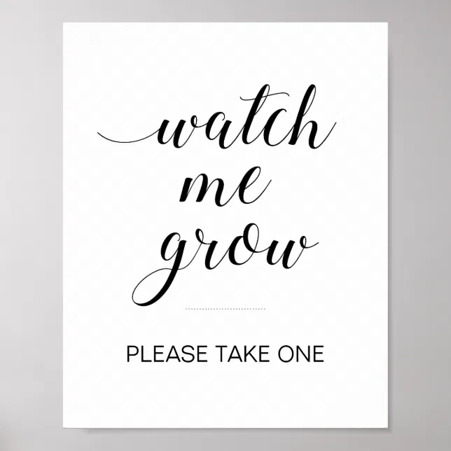 Watch Me Grow Baby Shower Botanical Favors Sign | Zazzle