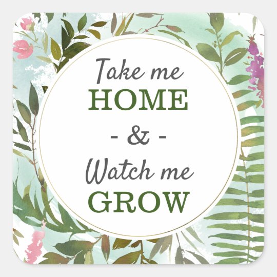 Watch Me Grow Baby Shower Sprinkle Pot Seed Bag Square Sticker | Zazzle.com