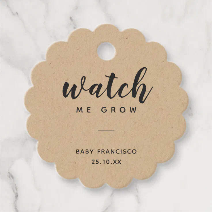 Watch Me Grow Baby Shower Thank You Neutral Plant Favor Tags | Zazzle