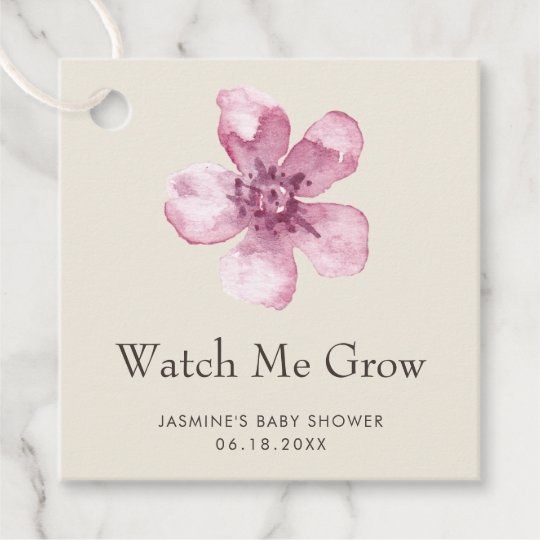 Watch Me Grow Cherry Blossom Girl Baby Shower Favor Tags | Zazzle.com