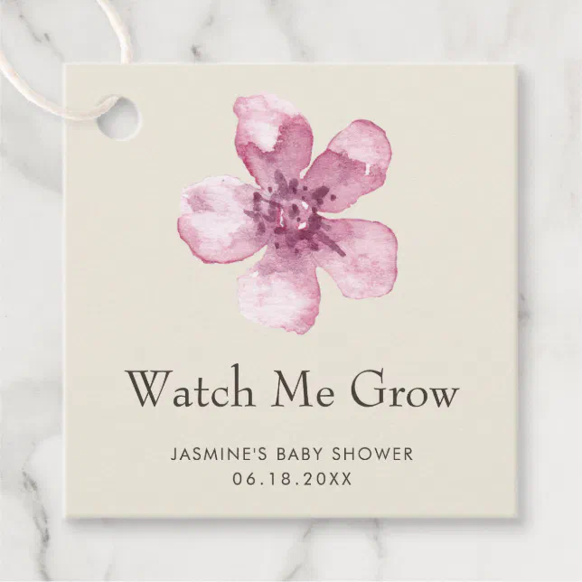Watch Me Grow Cherry Blossom Girl Baby Shower Favor Tags | Zazzle