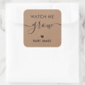 Watch Me Grow Sticker, Plant Baby Shower Tag, Square Sticker | Zazzle