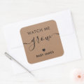 Watch Me Grow Sticker, Plant Baby Shower Tag, Square Sticker | Zazzle