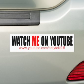 Watch Me on YouTube | Modern (Dark) Bumper Sticker | Zazzle
