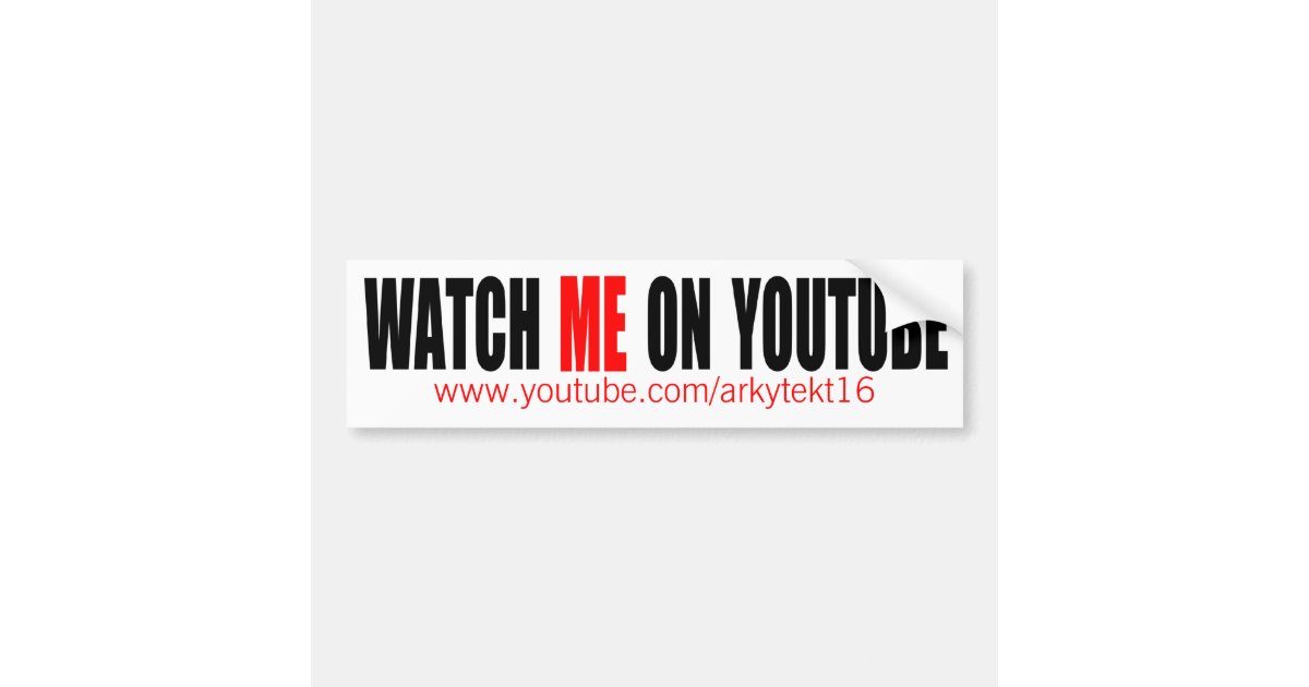 Watch Me on YouTube | Modern (Dark) Bumper Sticker | Zazzle
