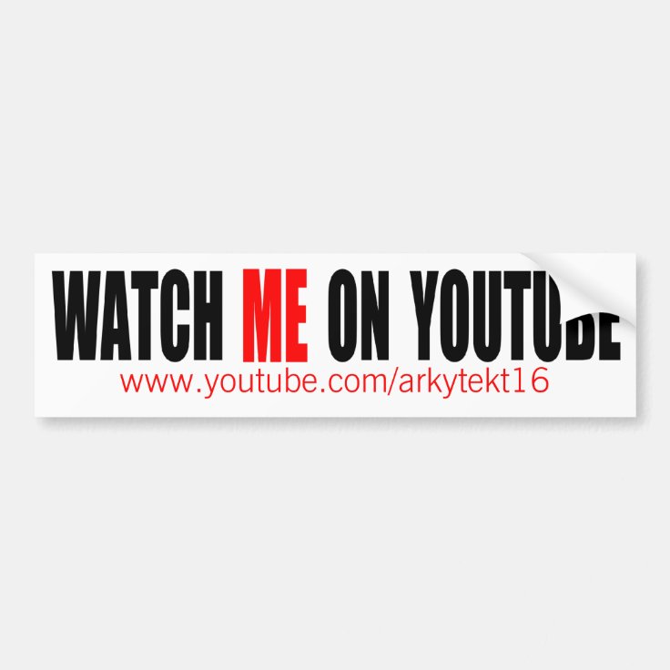 Watch Me on YouTube | Modern (Dark) Bumper Sticker | Zazzle