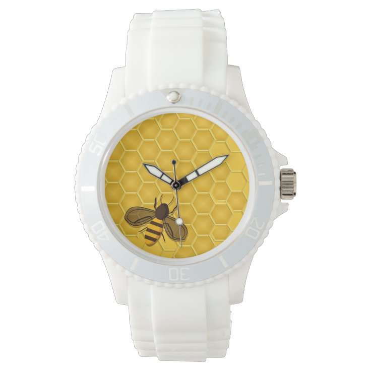 Watch with Golden Honeycomb and Honeybee | Zazzle