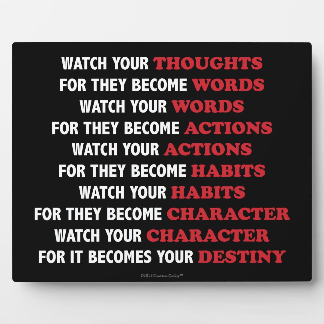 Watch Your Thoughts Motivational Quote Plaque | Zazzle
