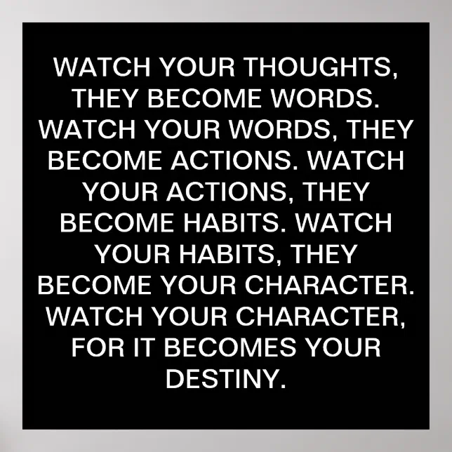WATCH YOUR THOUGHTS POSTER | Zazzle