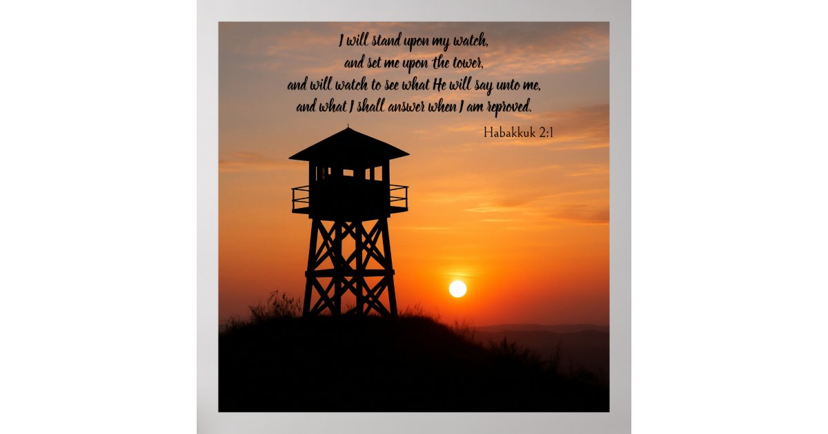 Watchtower Sunset Scripture Poster | Zazzle