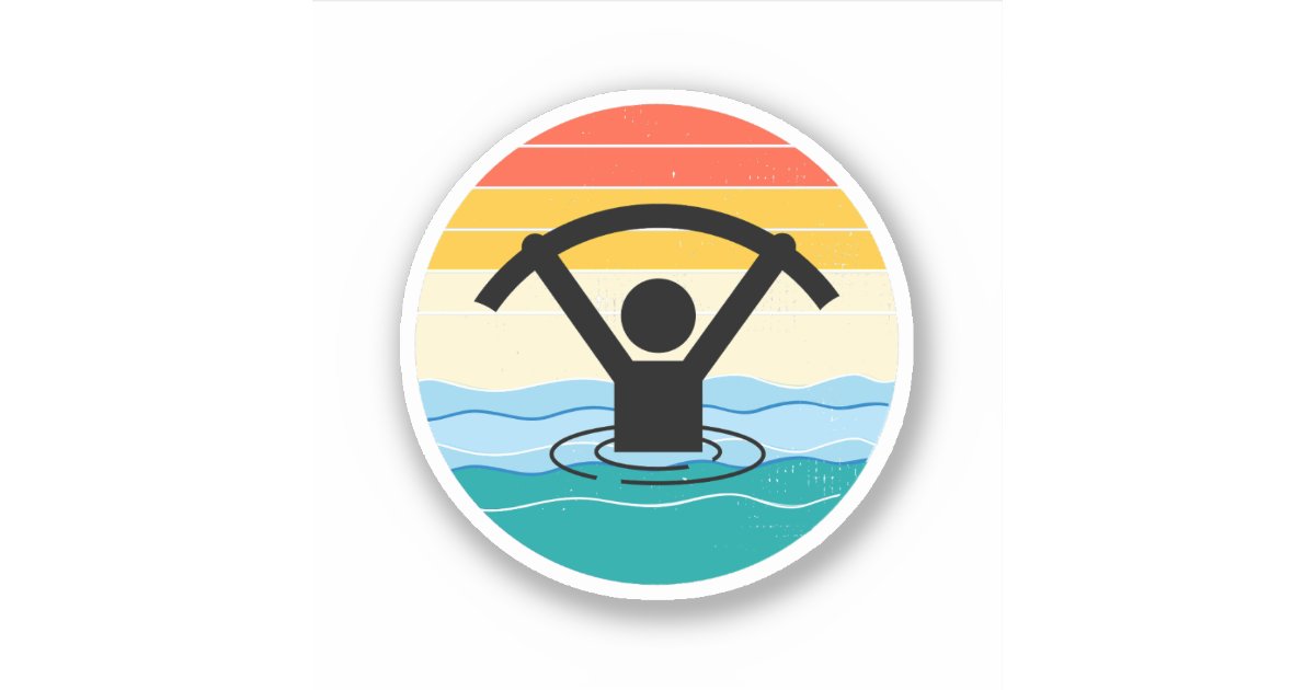 Water Aerobics Aquatic Exercise Fitness Retro Sticker | Zazzle