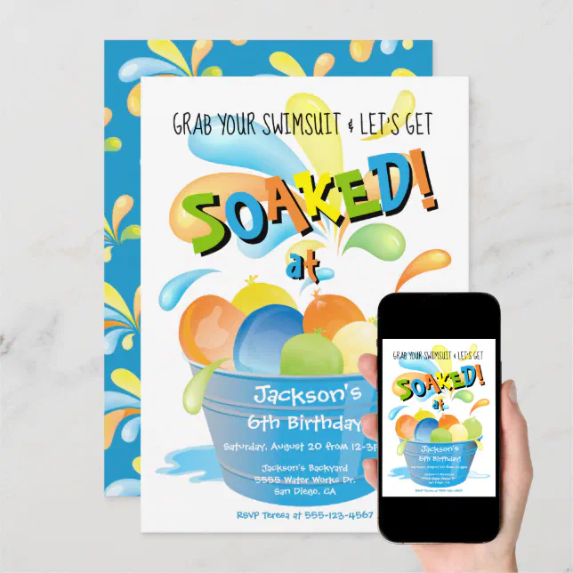 Water Balloon Birthday party Invitation | Zazzle