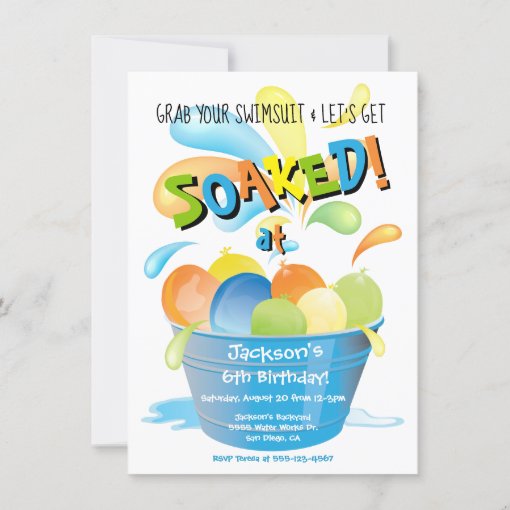 Water Balloon Birthday party Invitation | Zazzle