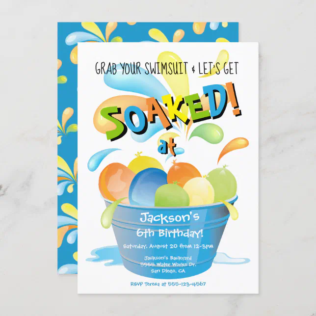 Water Balloon Birthday party Invitation | Zazzle