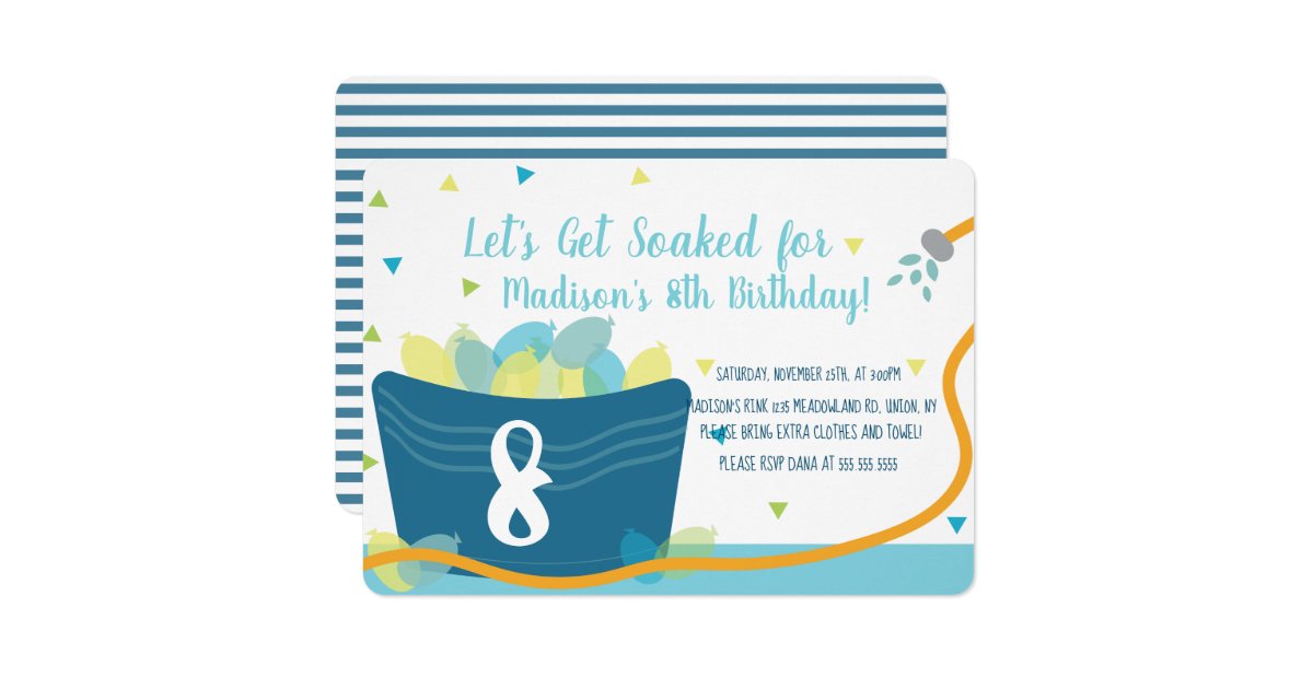 Water Balloon Fight Birthday Invitation | Zazzle.com