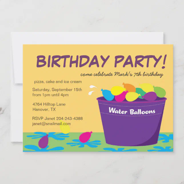Water Balloon Party Invitation | Zazzle
