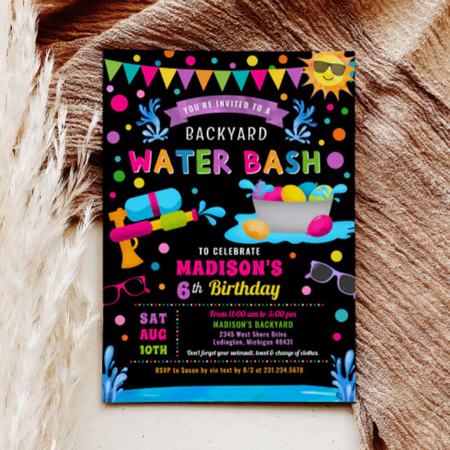 Water Bash Girl Summer Birthday Party Invitation | Zazzle