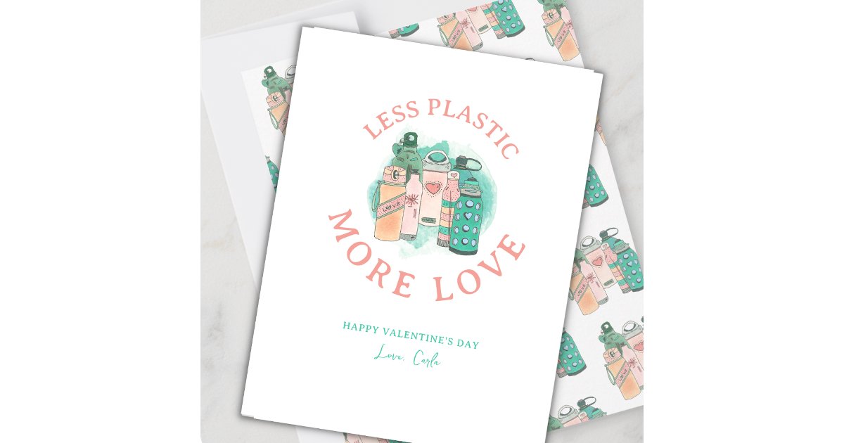 Water Bottles Environmentally Friendly Valentine Holiday Card | Zazzle