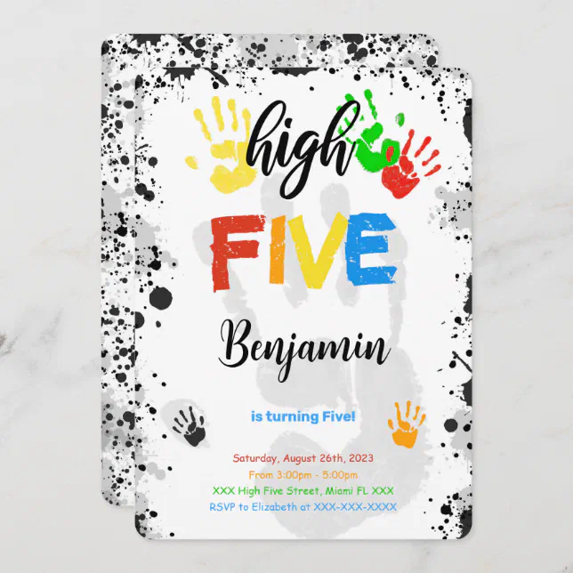 Water Color High Five Birthday Invitation | Zazzle
