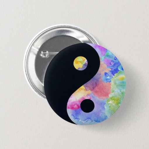Water Color Yin Yang Button | Zazzle