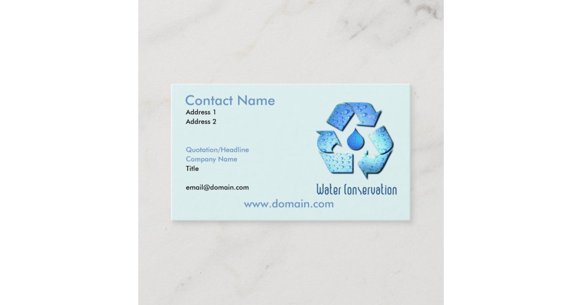Water Conservation Business Card | Zazzle