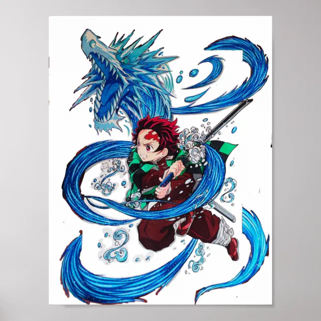 Water dance Tanjiro Kamado demon slayer Poster | Zazzle