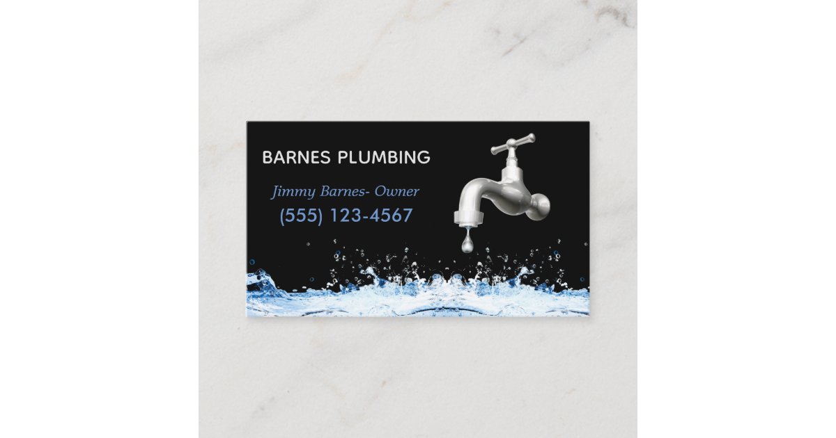 Water Design Professional Plumbing Service Business Card | Zazzle