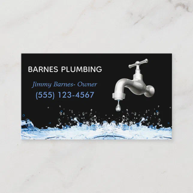 Water Design Professional Plumbing Service Business Card | Zazzle