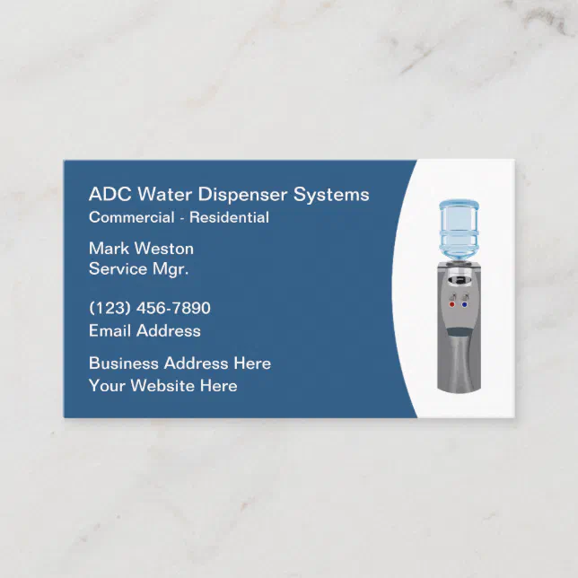 Water Dispenser And Delivery Service Business Card | Zazzle