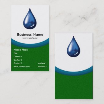 Water Drop business card -green grass | Zazzle